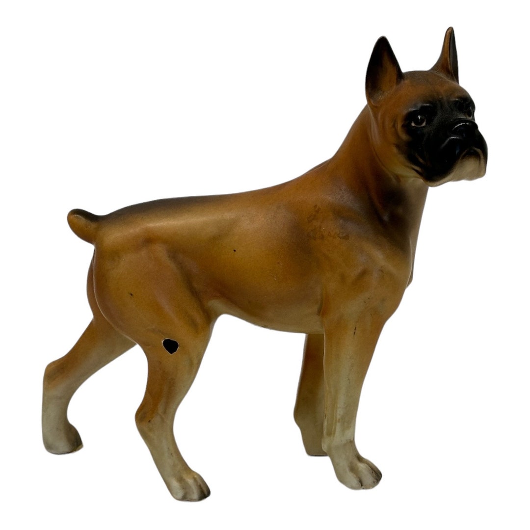 Vintage Ceramic Boxer Breed Pedigree Dog Figurine 5.75” Tall Repaired ...