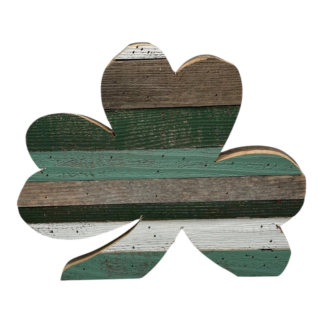 Handmade Green Standing Shamrock Sign Slatted Wood 14.5” X 11.5” St ...