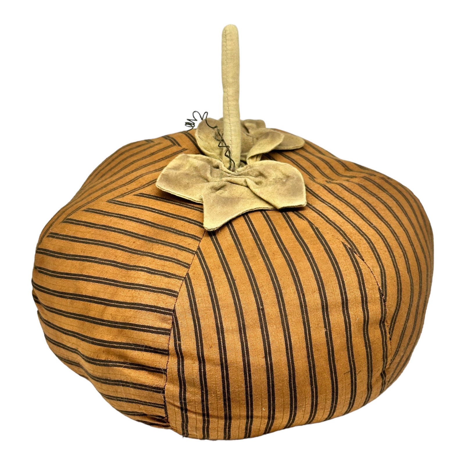 Vintage Lang Primitive Folk Art Halloween Fabric Striped Pumpkin With ...