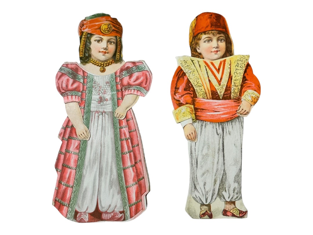 Turkish Girl & Boy Clark’s ONT Spool Cotton Dolls of All Nations 1890 ...