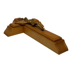 Vintage Wooden Cross Crucifix Metal Christ Last Rights Sick Call ...