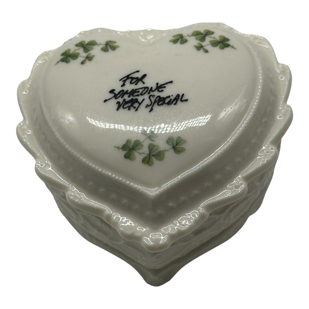 Vintage Shamrock Ceramic Heart Trinket Jewelry Box for Someone Very ...