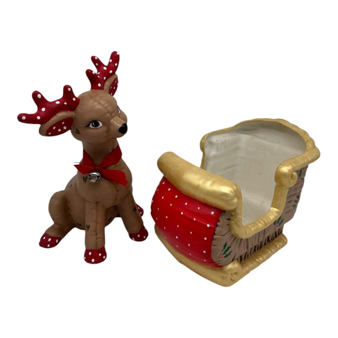 Vintage Large Christmas Kimple Mold Ceramic Resting Reindeer Deer~santa ...