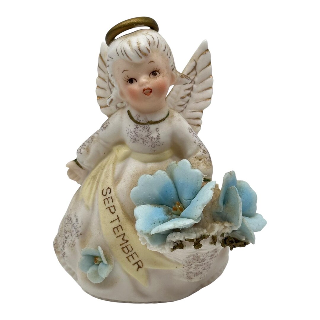 Vintage Lefton Birthday Angel September Ceramic Bisque Figurine #3332 4 ...