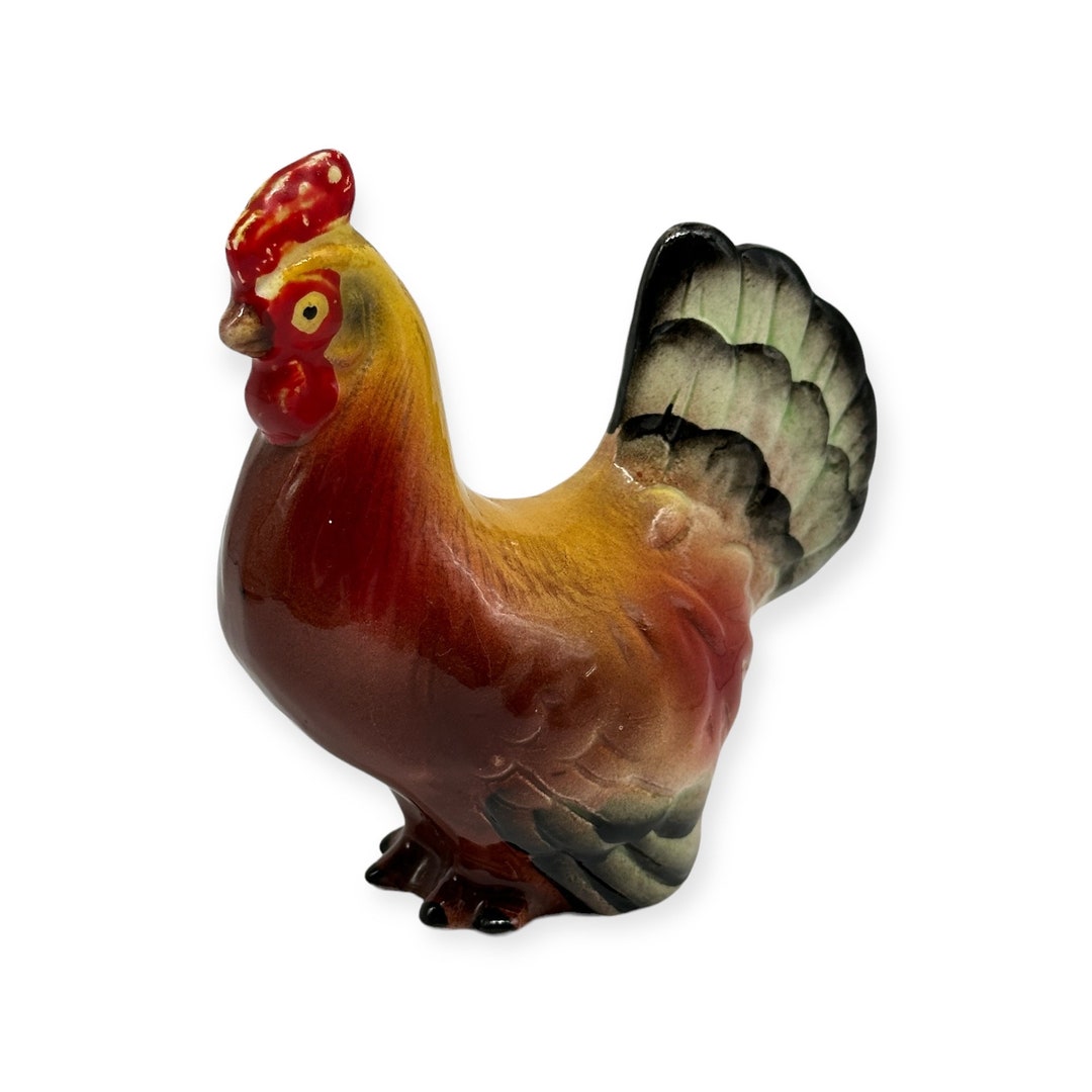 Vintage Relco Hand Painted Rooster Bird Farm Chicken Figurine 4.75 Tall ...