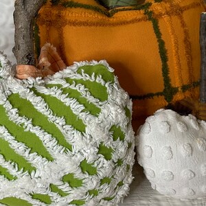 NEW Chenille Pumpkins Handmade Fabric Set of 3 Autumn Fall Halloween ...