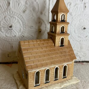 Vintage Hand Painted Christmas Ceramic Church No Light Mr. Ceramics USA ...