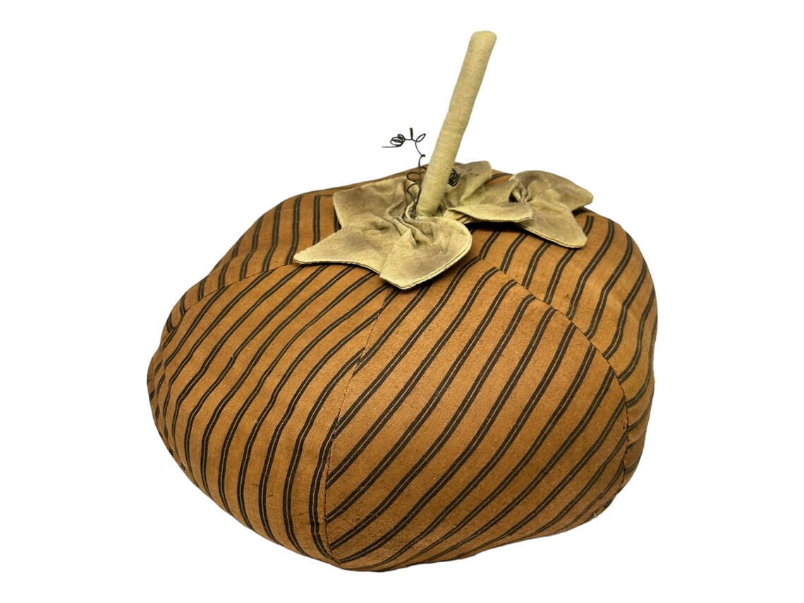 Vintage Lang Primitive Folk Art Halloween Fabric Striped Pumpkin With ...