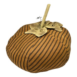 Vintage Lang Primitive Folk Art Halloween Fabric Striped Pumpkin With ...