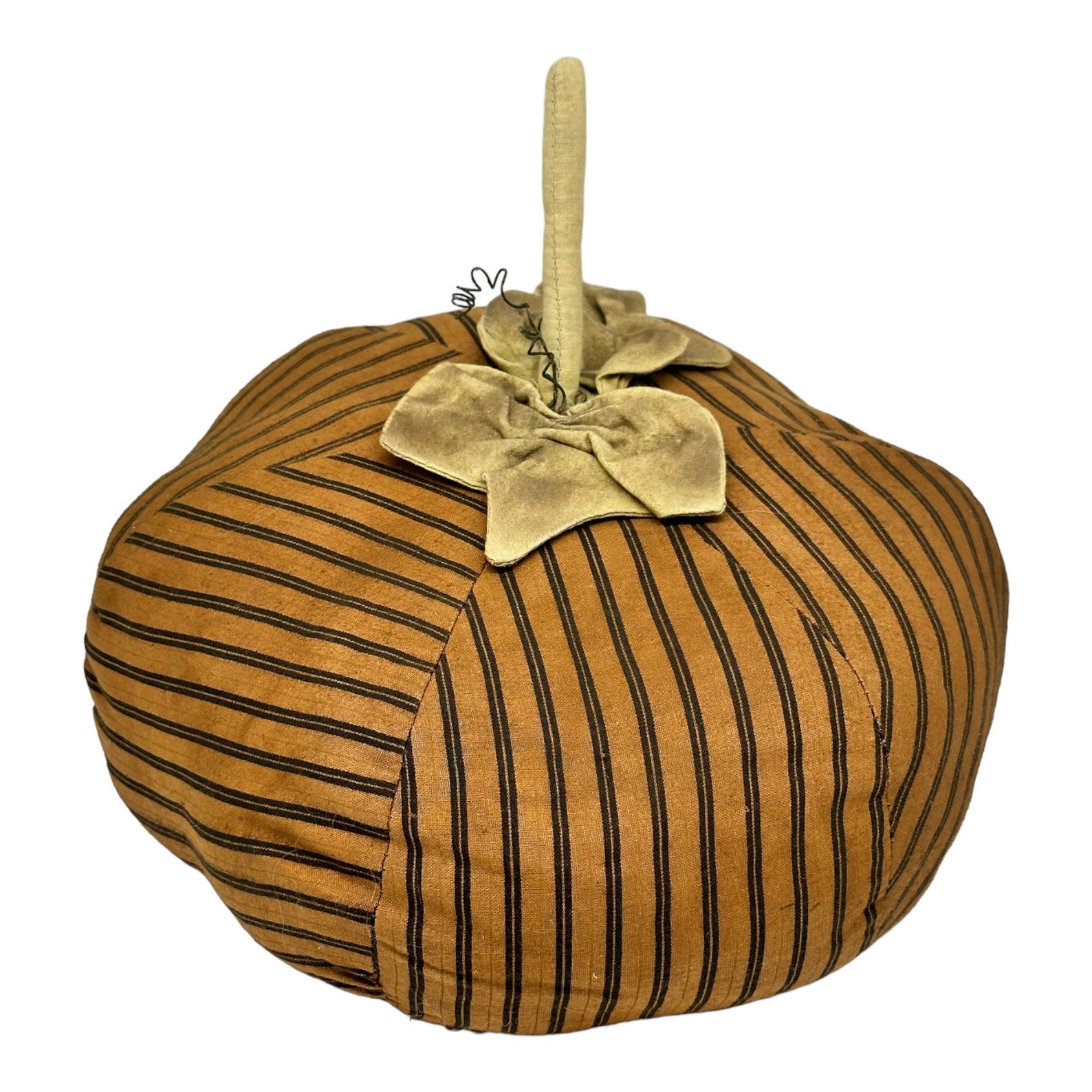 Vintage Lang Primitive Folk Art Halloween Fabric Striped Pumpkin With ...