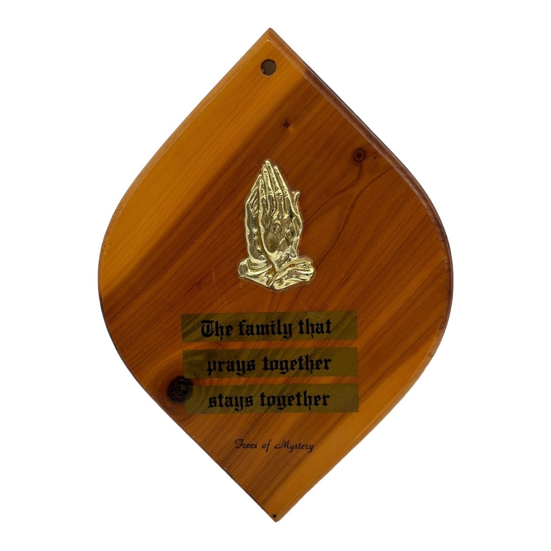 Vintage Praying Hands Souvenir Religious Wood Wall Plaque Trees of ...