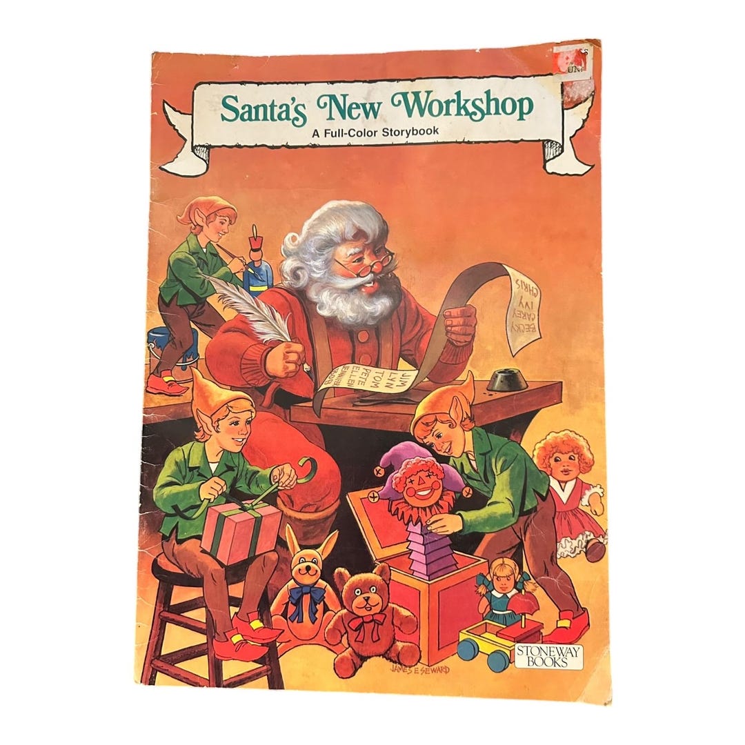 1988 Santas New Workshop A Full Color Storybook 19”x 13.75” by Stoneway ...
