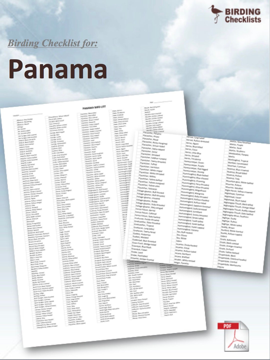 Birding Checklist: Panama - Etsy