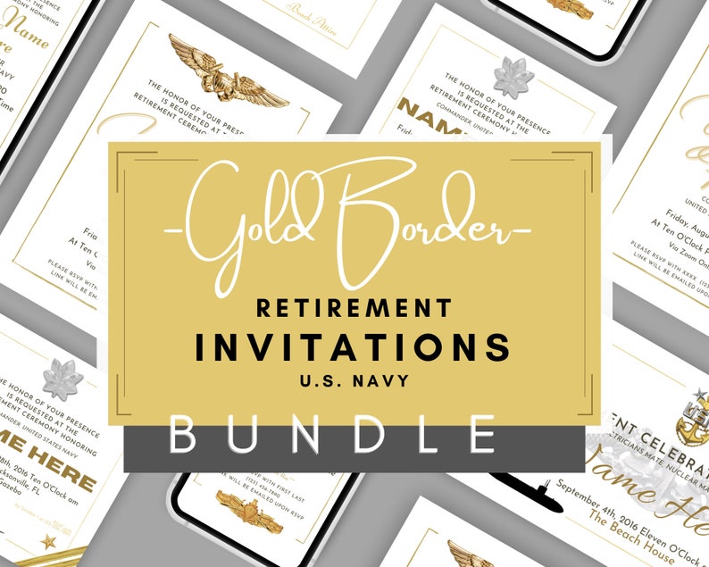 Gold Border Retirement Ceremony Invite Military Invitation - Etsy