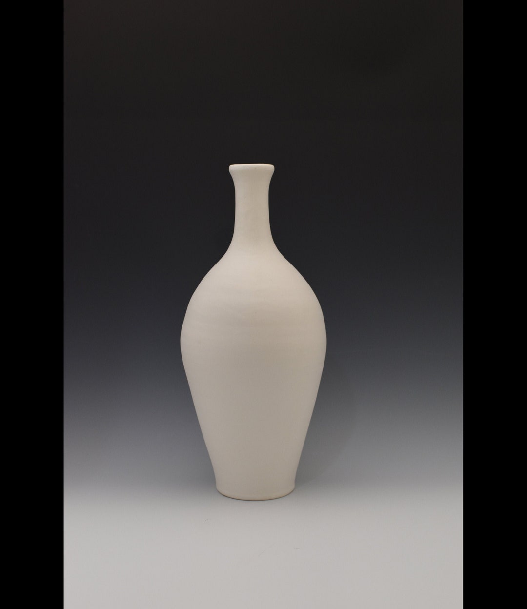 White Satin Finish Long Neck Flower Vase. Contemporary Pottery ...