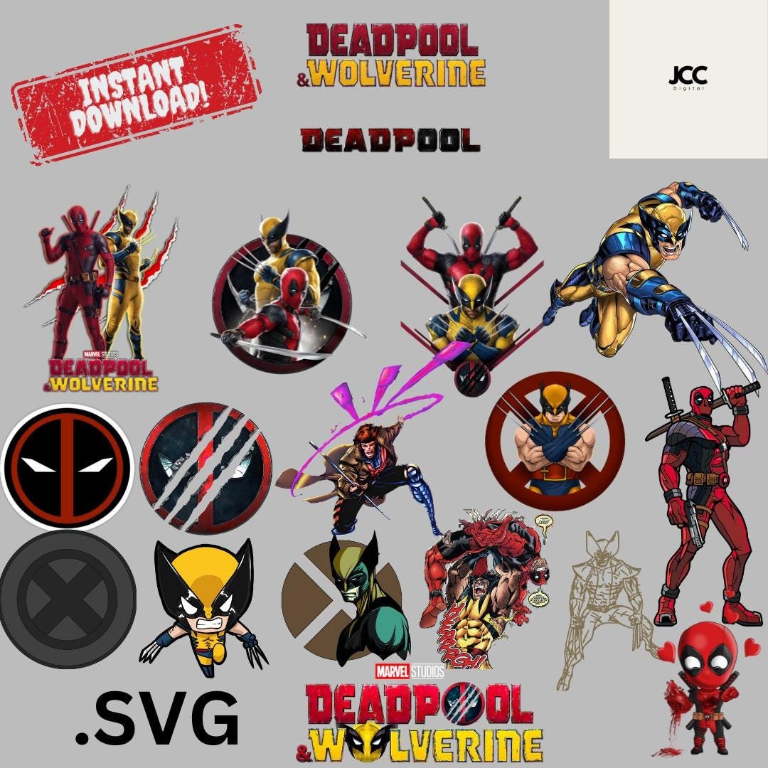 Paquete Deadpool y Wolverine Svg, Deadpool Heart Svg, Wolverine Svg ...