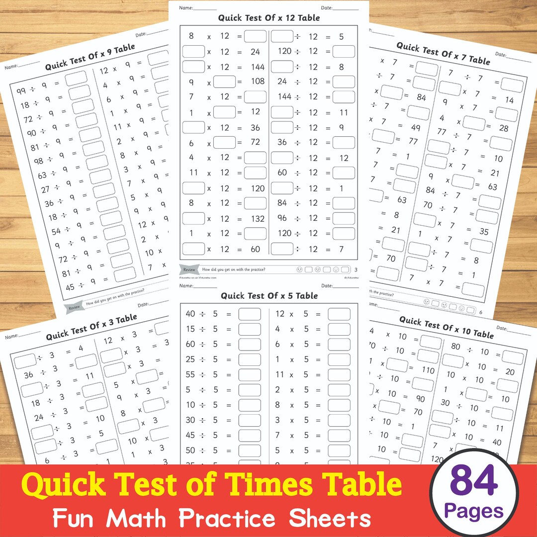 Multiplication Times Tables Mastery Practice Worksheets | 84 Pages ...