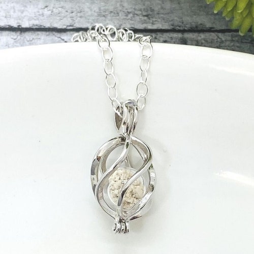 Sterling Silver Lotus Flower Cremation Necklace Glass Orb - Etsy
