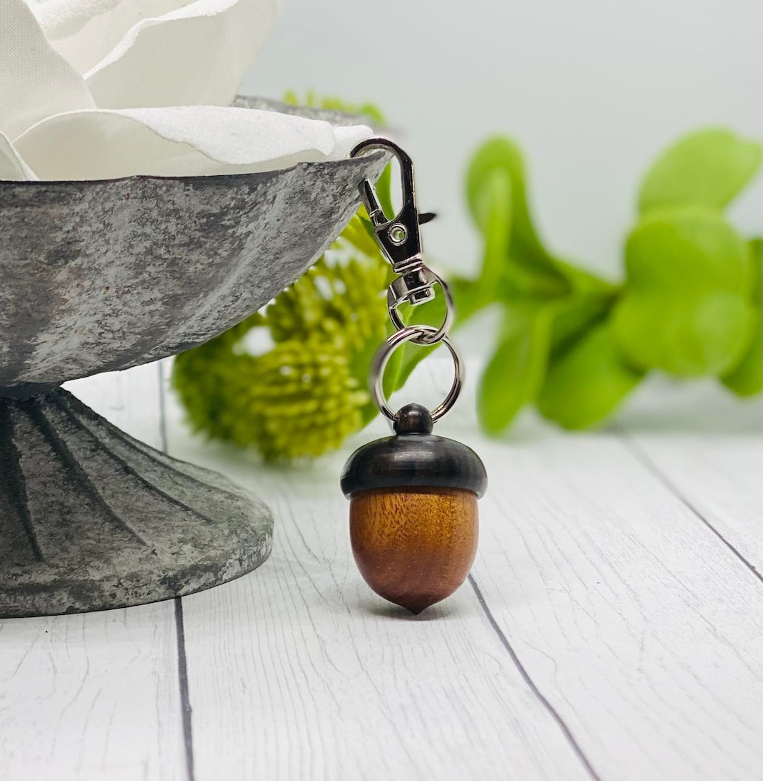 Acorn Keychain Urn, Wooden Locket With Screw Top, Dainty Capsule for ...