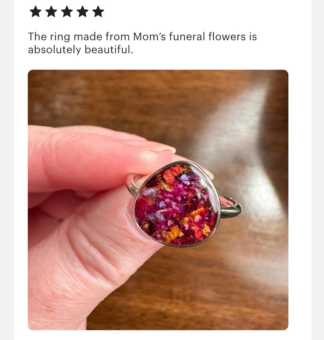 Dried Flower Memorial Ring, Wedding Flower Ring, Dried Flower Keepsake ...