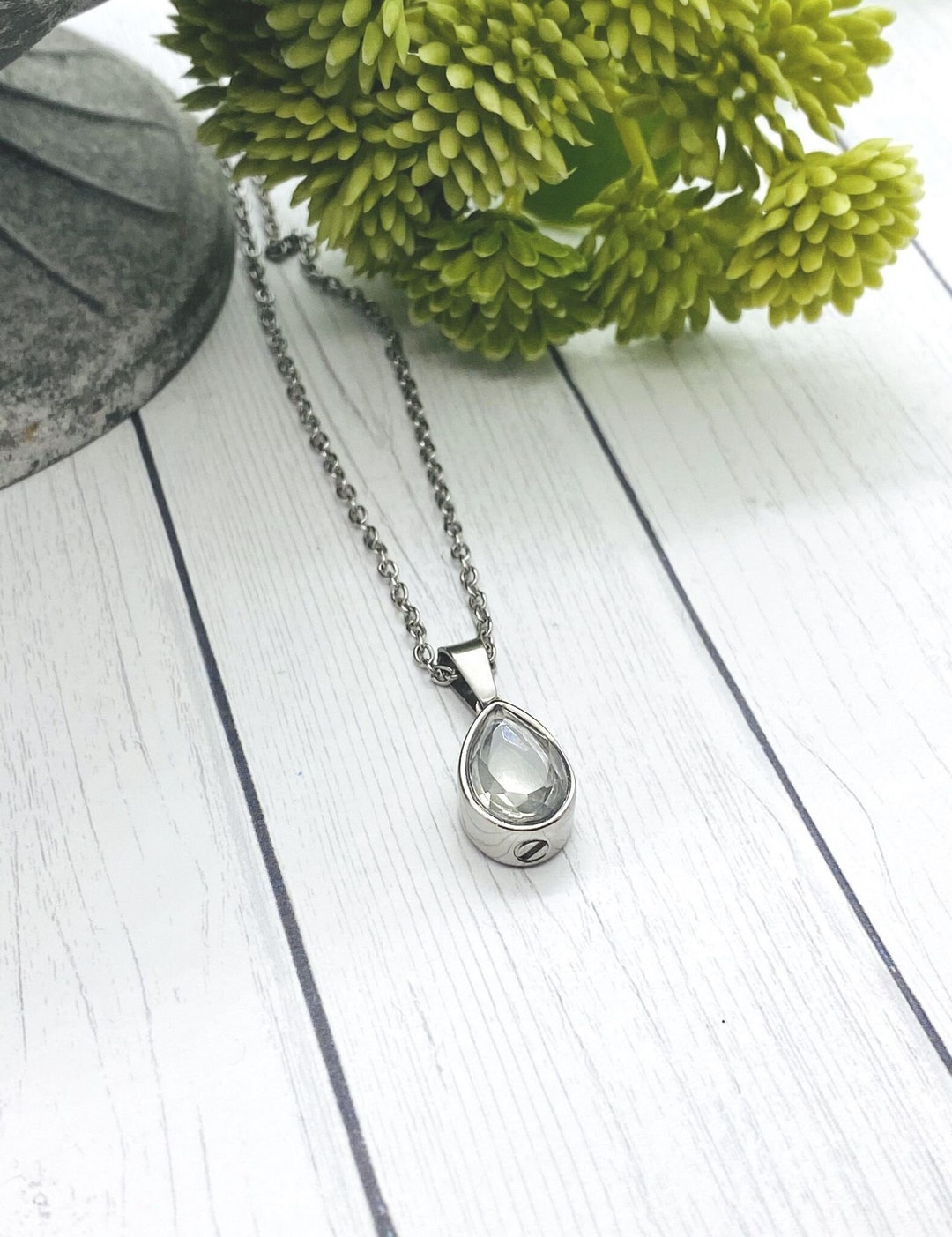 Teardrop Cremation Necklace, Pendant for Ashes, Memorial Jewelry for ...