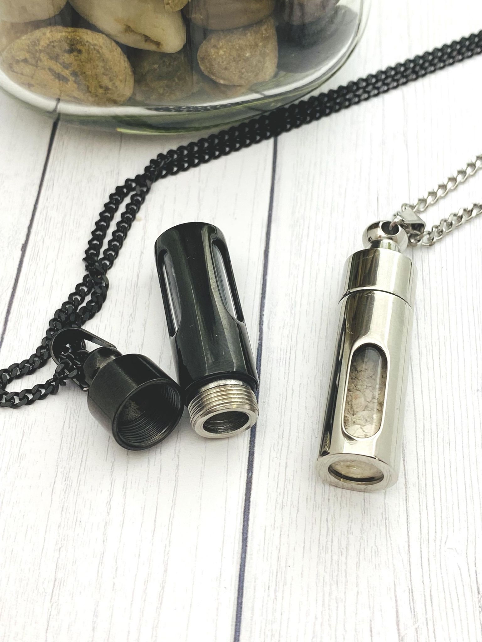 Men s Cremation Necklace Durable Stainless Steel Hollow Tube Urn Pendant Visible Ashes Pet Loss Human Ash Urn Unisex Cremate Jewelry Etsy