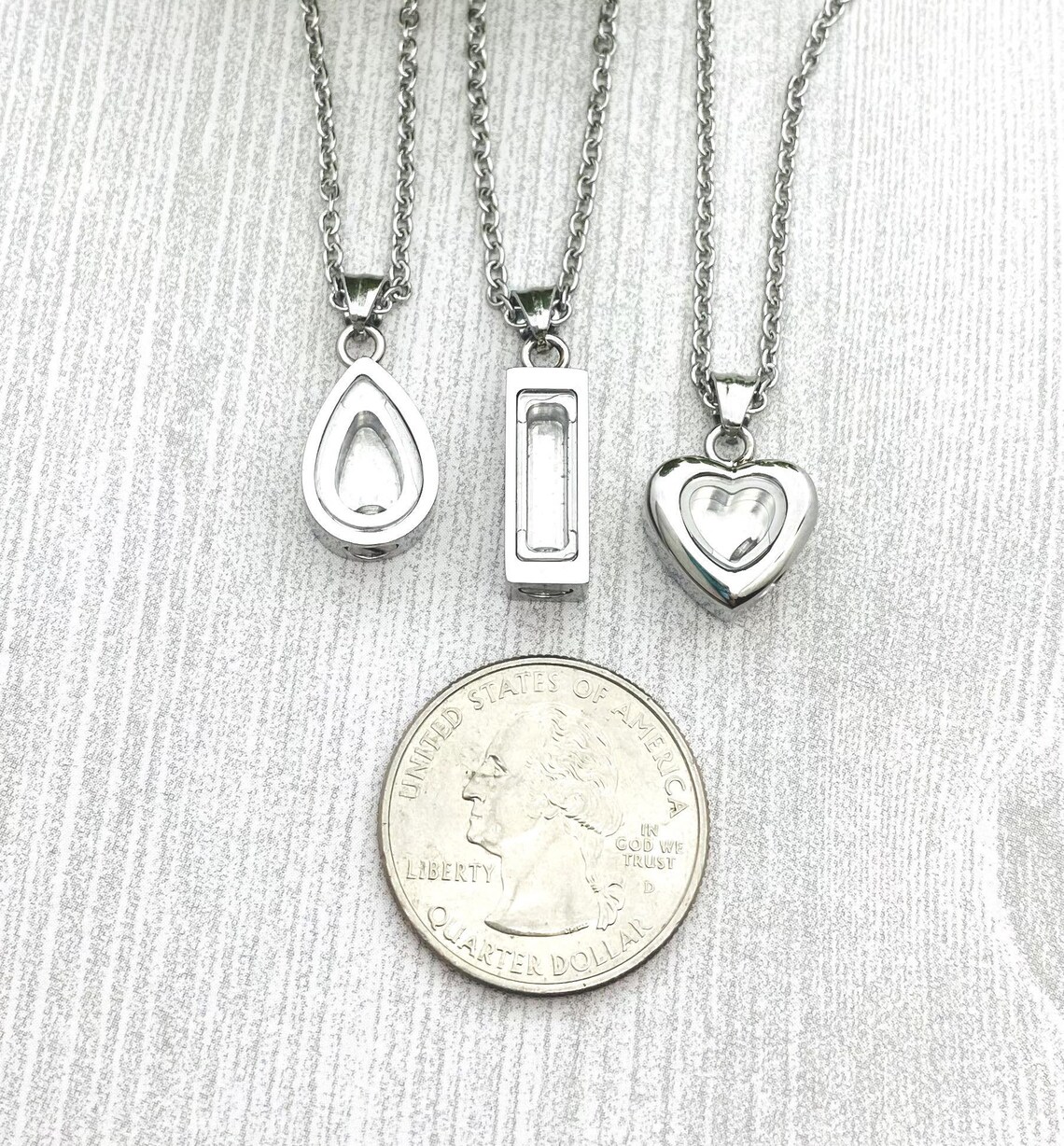 SET Teardrop Cremation Locket Urn Necklace & Ring Set Clear - Etsy