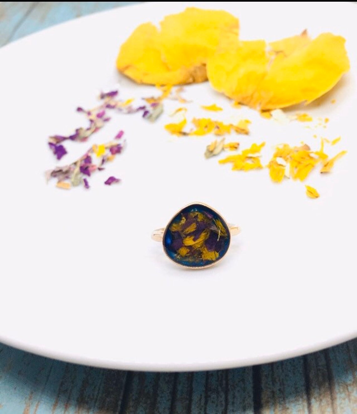 Dried Flower Memorial Ring Wedding Flower Ring Dried Flower - Etsy