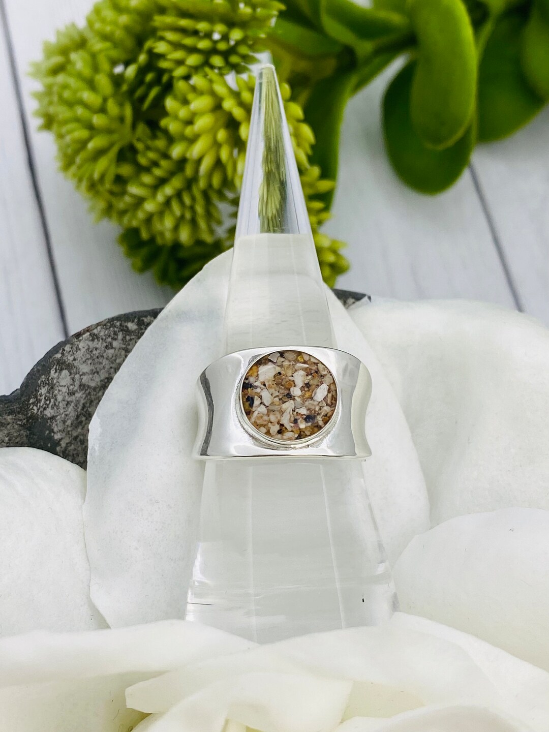 10mm Wide Band Cremation Ring, Sterling Silver Ash Urn Ring, Pet Ash ...