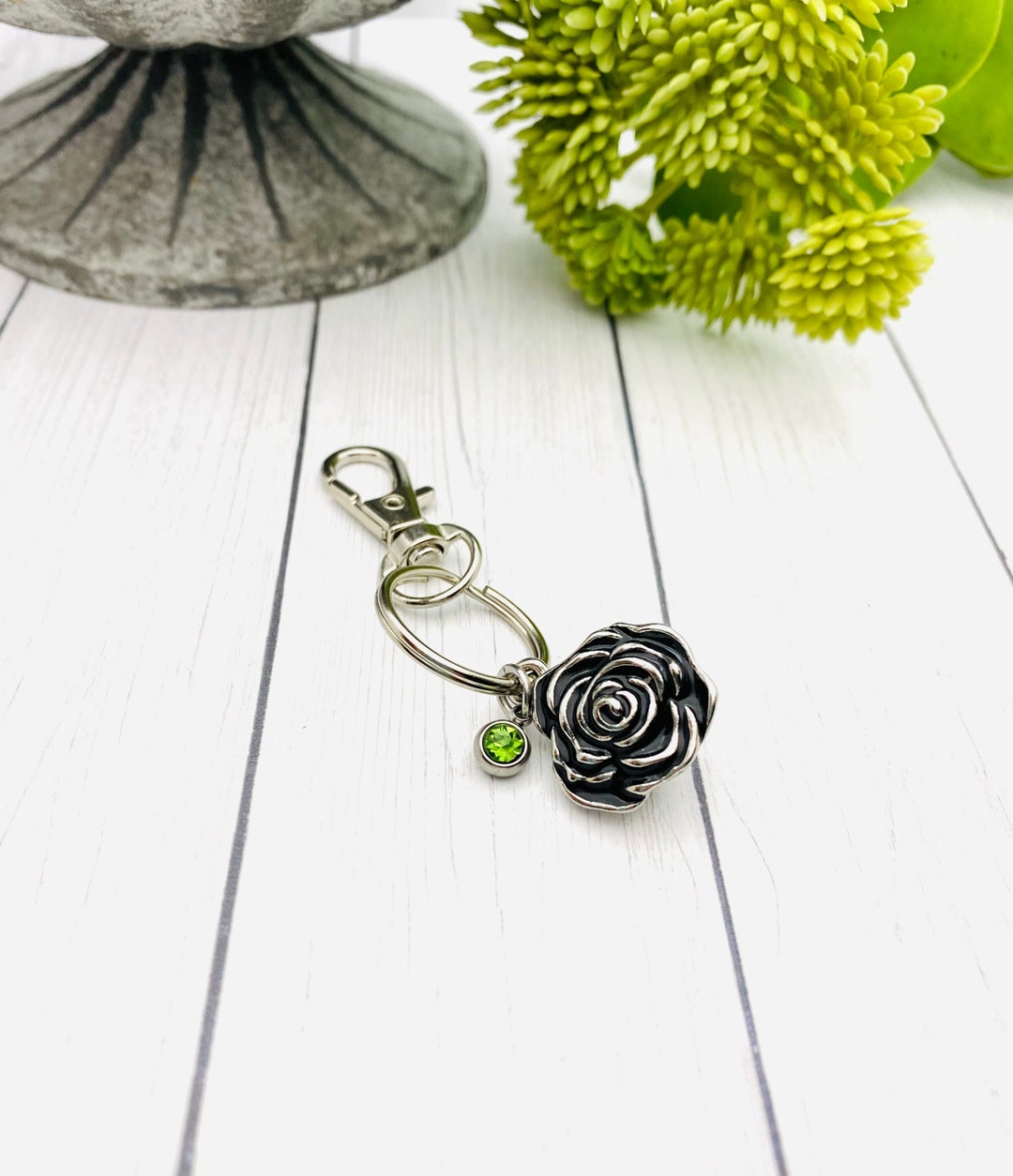 Black Rose Cremation Keychain Urn, Key Ring Flower Locket for Ashes ...