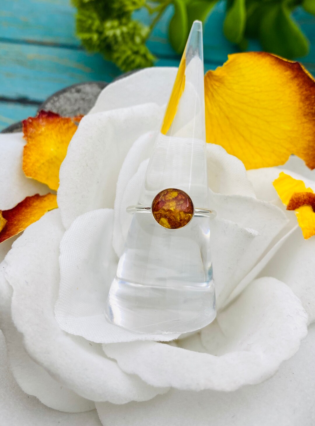 Dried Flower Ring, Funeral Flower Jewelry, Memorial Flower, Wedding ...
