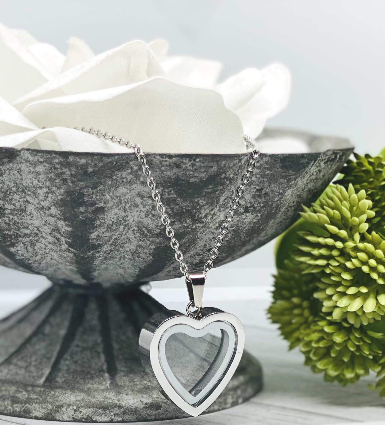 Heart Cremation Locket Necklace Clear Glass Visible Ashes | Etsy