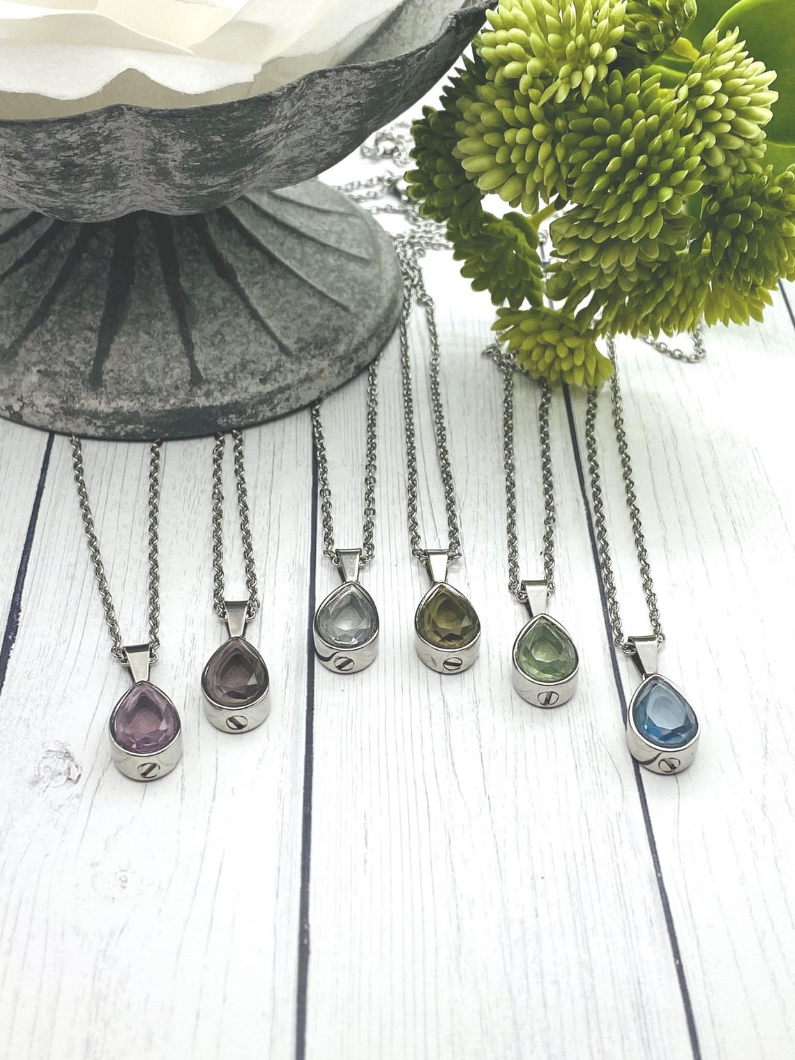 Teardrop Cremation Pendant Urn Necklace for Ashes Colored - Etsy