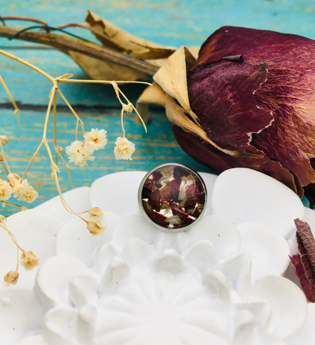 Dried Flower Tie Tack, Funeral Flower Memorial Tie Pin, Wedding Flower ...