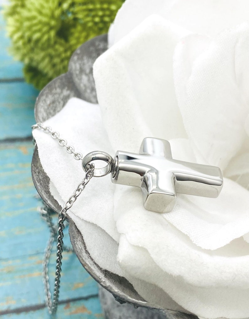Cross Cremation Urn Necklace, Cross Pendant for Ashes, Memorial Jewelry ...