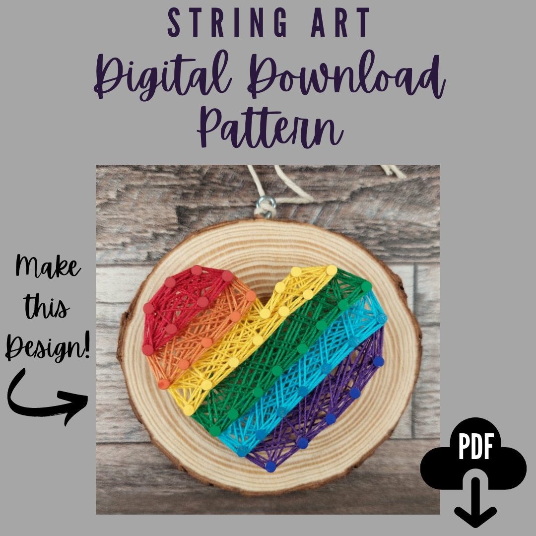 Rainbow Heart String Art Pattern Download - Etsy