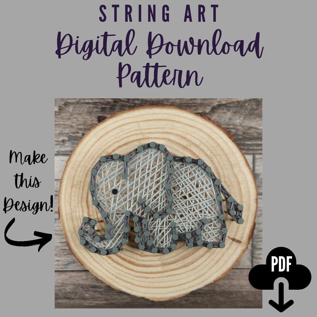 Elephant String Art Pattern Download - Etsy