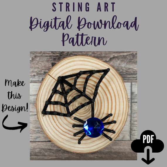Spider and Web String Art Pattern Download | Etsy
