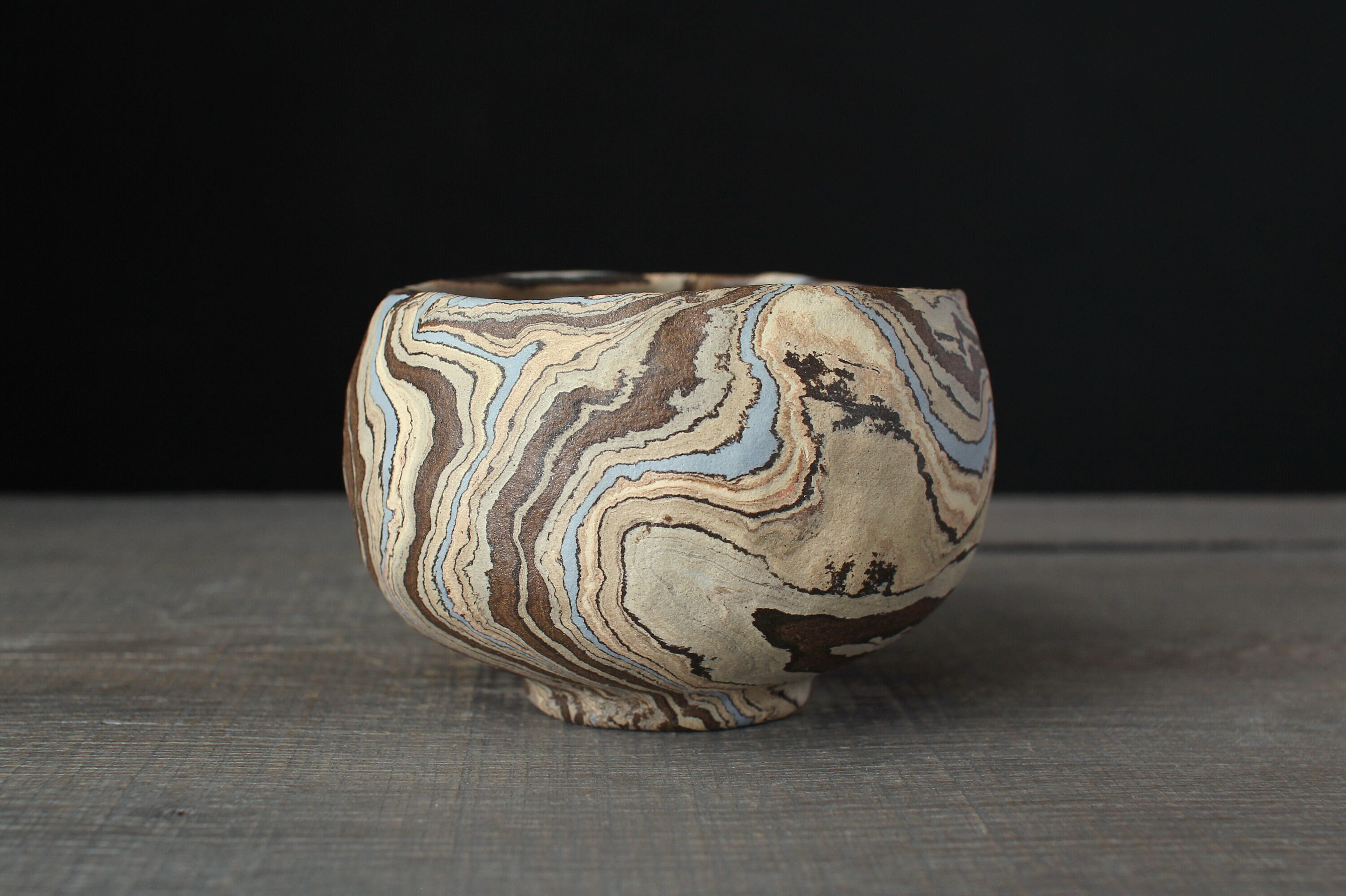 Art & Collectibles Rainbow agateware bowl Beige and blue chawan Fine ...