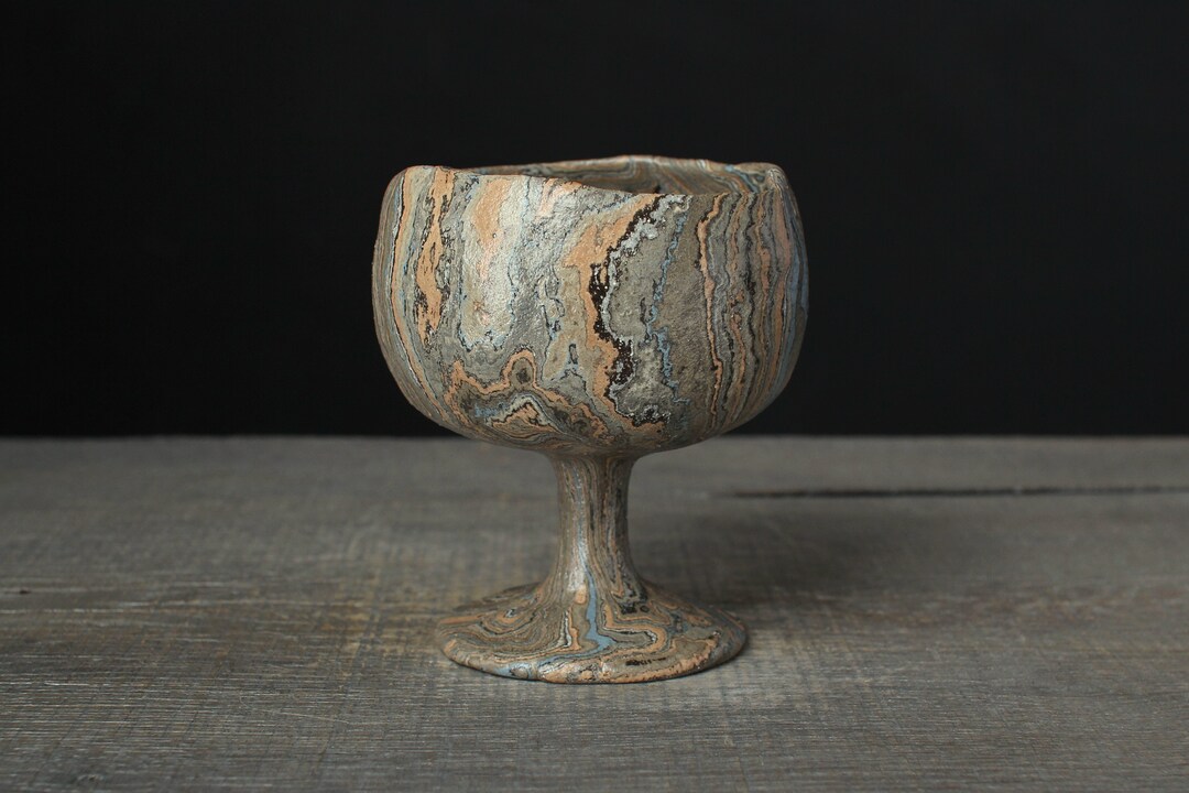 Beige and Blue Nerikomi Goblet, Agateware Wine Cup - Etsy