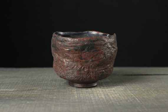 Home & Living Drinkware Wood fired raku cup Copper red yunomi tea cup ...