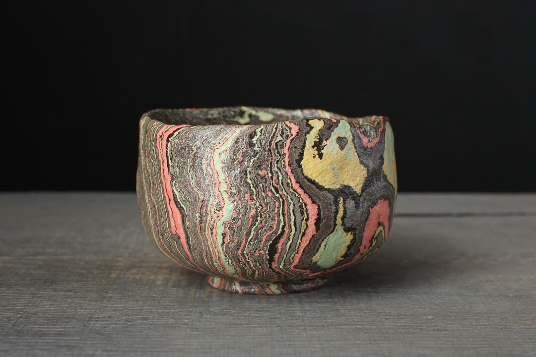Agateware Chawan, Nerikomi Tea Bowl - Etsy