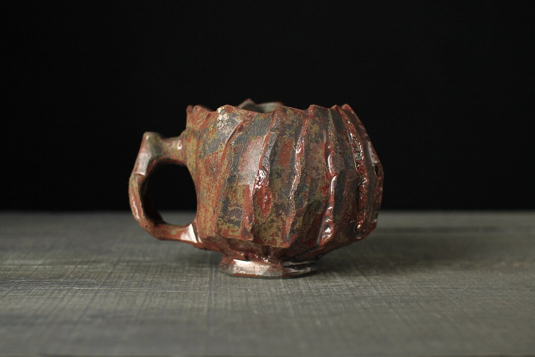 Copper Red Mug, Wood Fired Coffee Cup, Collectible Raku Mug - Etsy