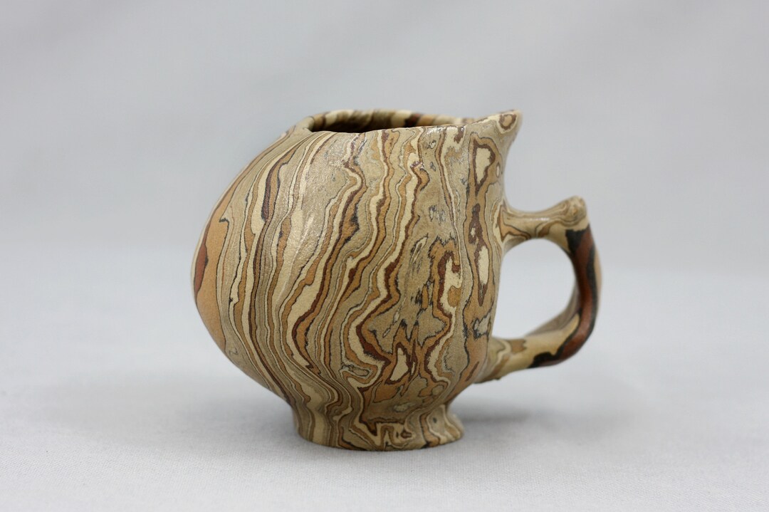 Agateware Coffee Mug, Beige and Orange Stoneware Mug - Etsy