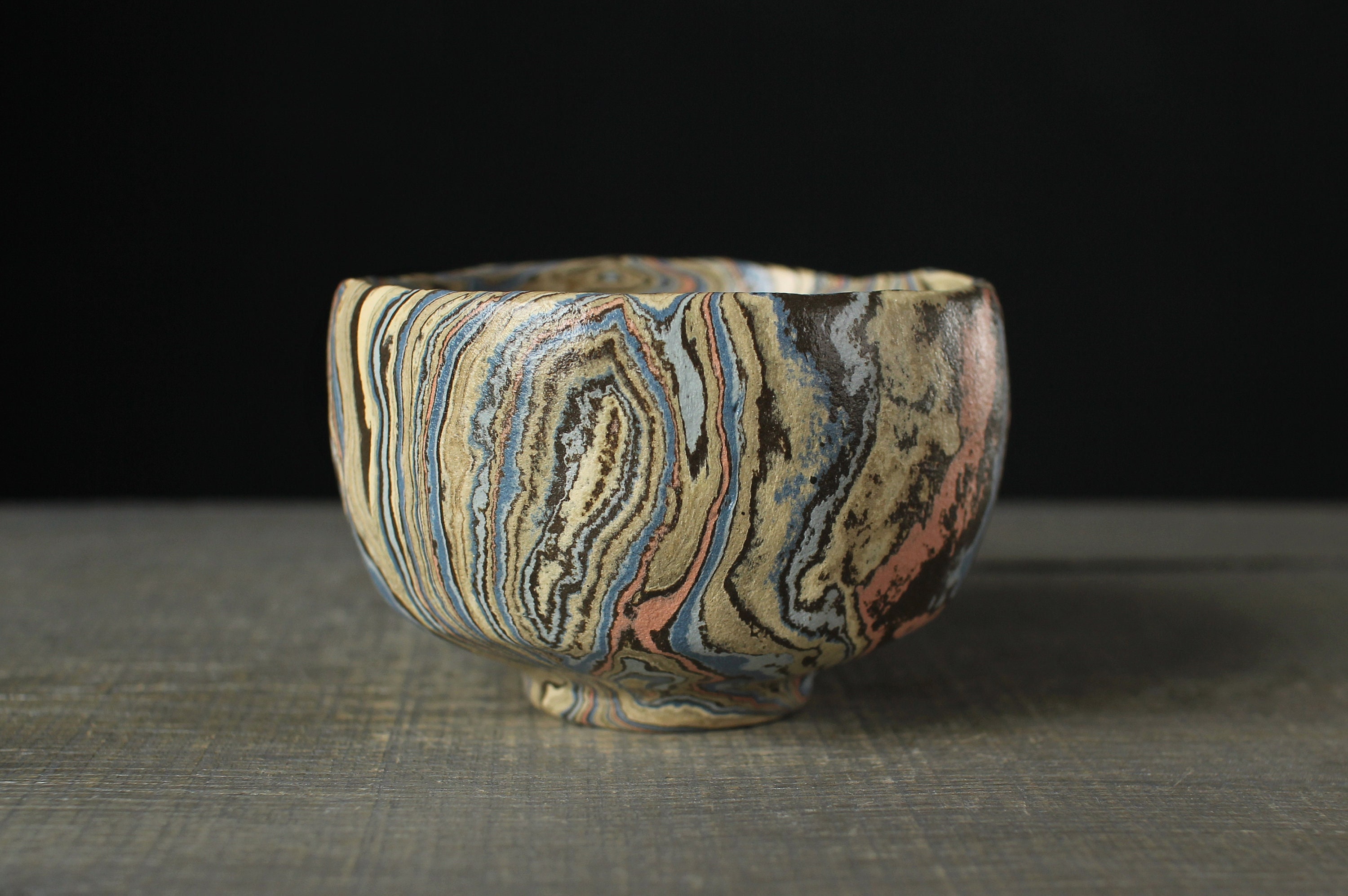 Art & Collectibles Rainbow agateware bowl Beige and blue chawan Fine ...