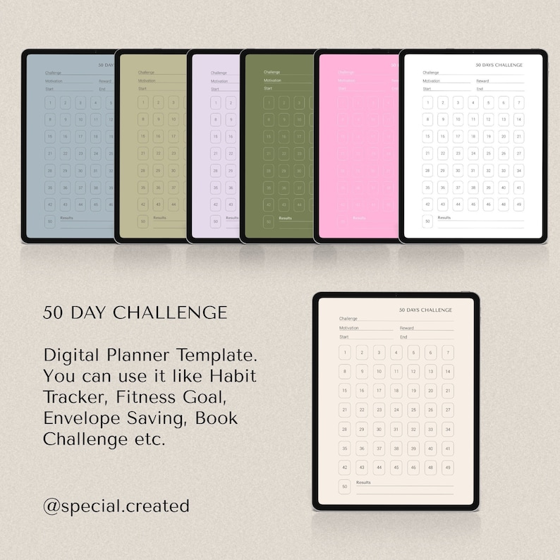 50 Day Challenge 50 Day Habit Tracker Fitness Goal Envelope - Etsy