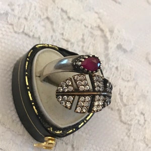 Ruby Ring Ottoman Style Ring Art Deco Ruby CZ Ring Leaf - Etsy