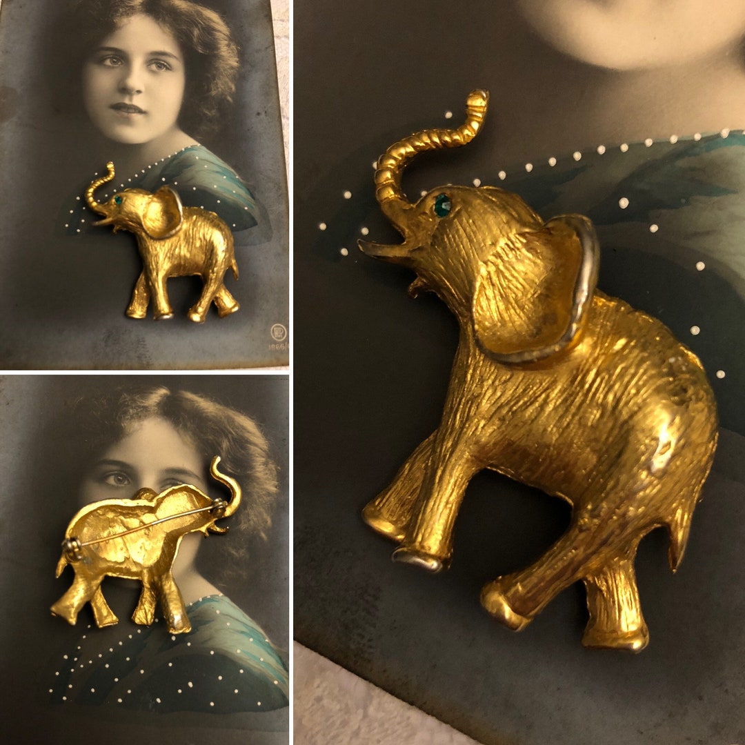 Vintage Brooch 1950's Brooch Elephant Brooch Large Gold - Etsy