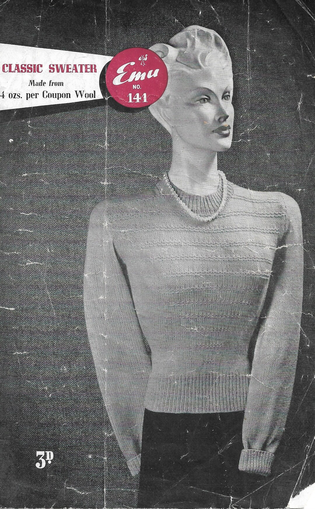 Emu 141 1940s Classic Sweater Knitting Pattern - Etsy