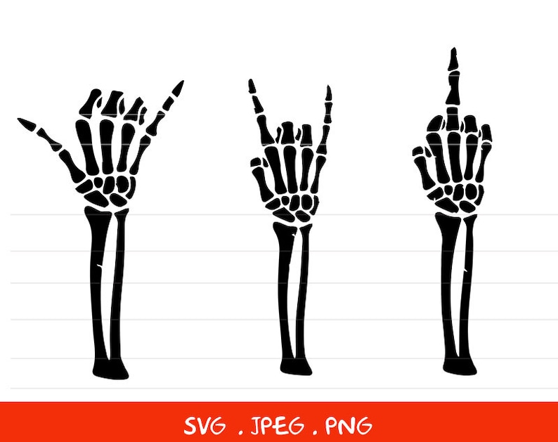Skeleton Hand Sign Rock Sign Peace Sign Skeleton Svg | Etsy